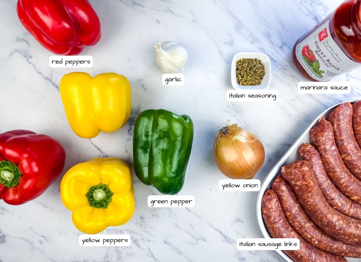 Slow Cooker Sausage & Peppers - Dinner by Six