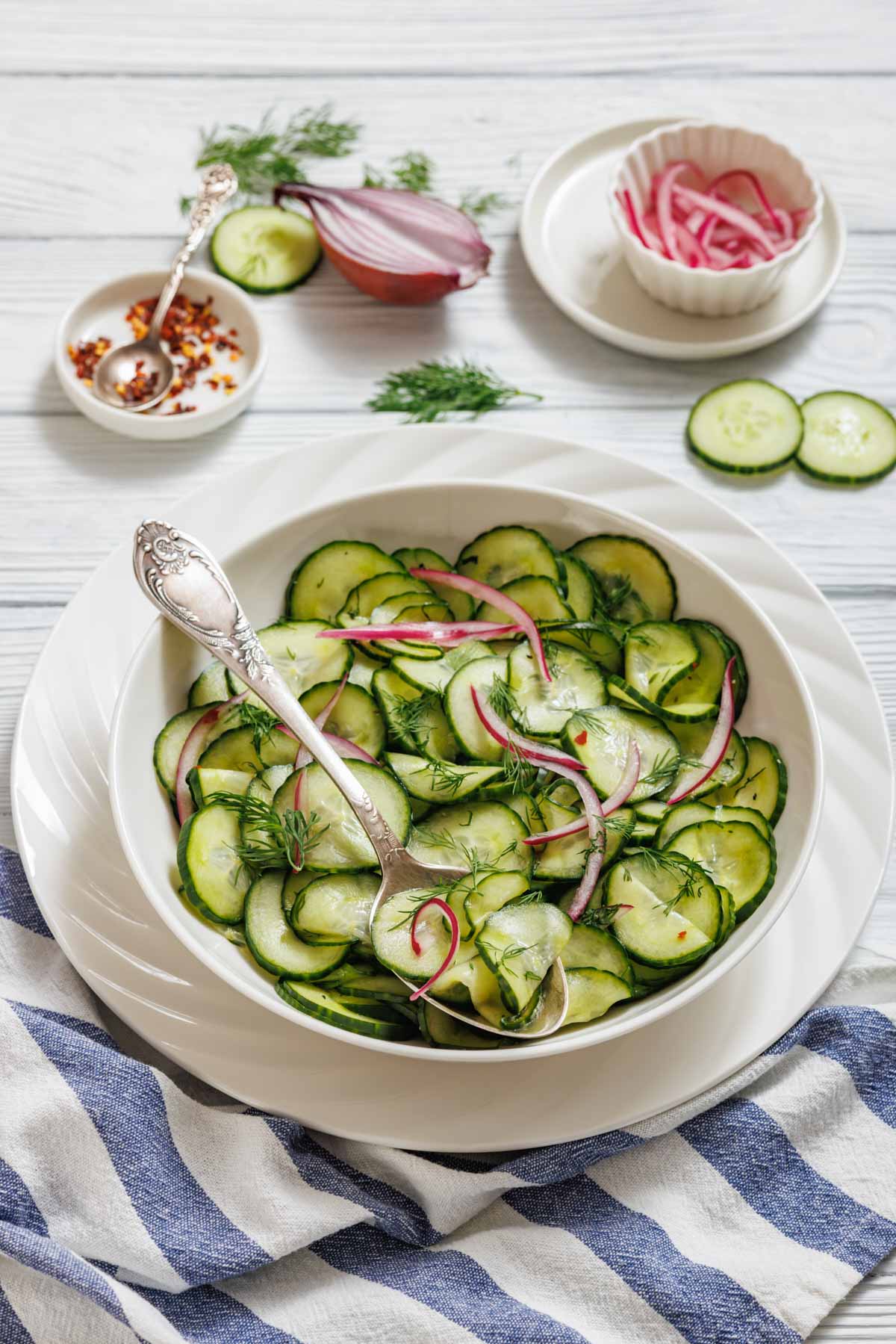 Quick Marinated Cucumbers - Dinner by Six