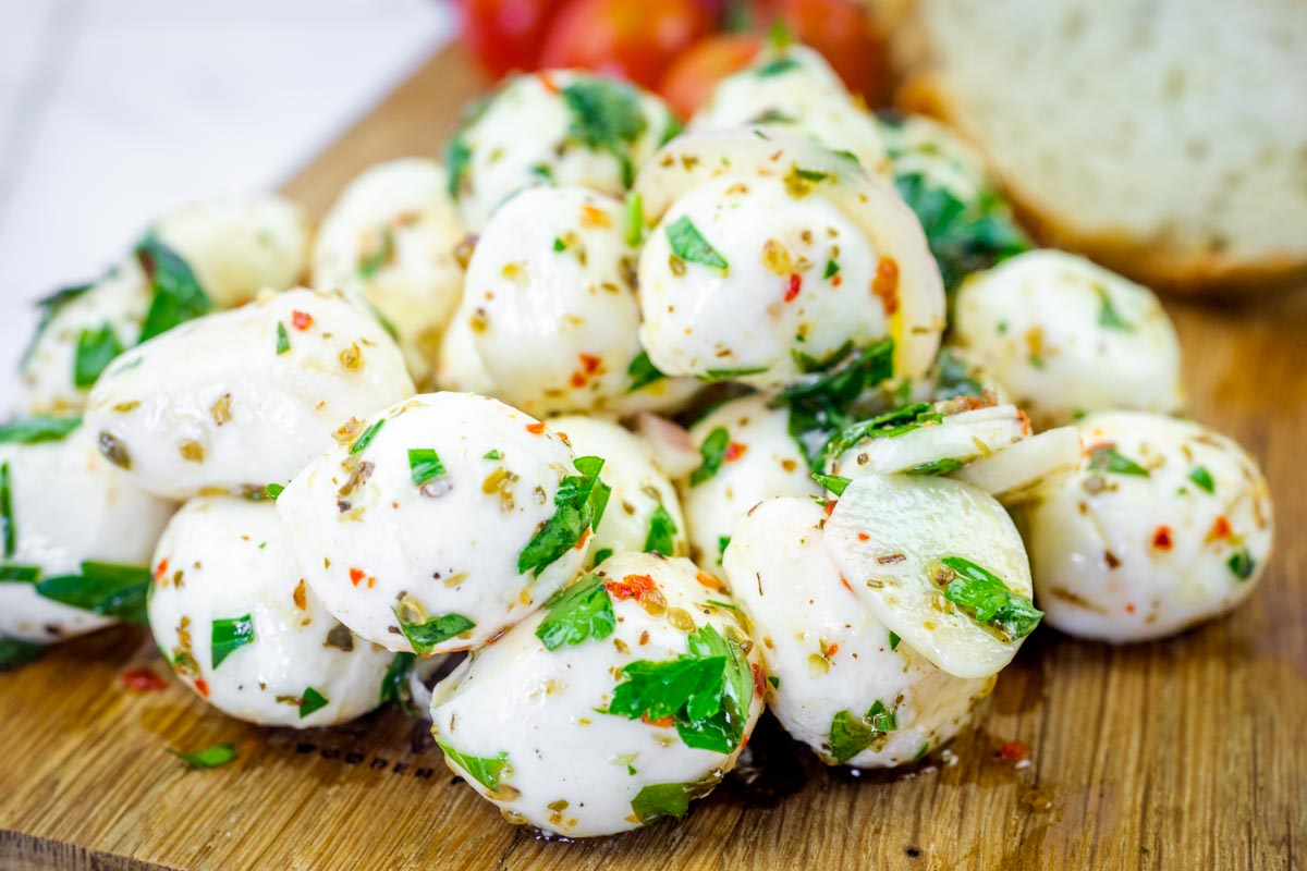 Easy Marinated Mozzarella Balls - Dinner by Six