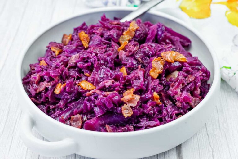 German Sweet & Sour Red Cabbage with Bacon - Dinner by Six