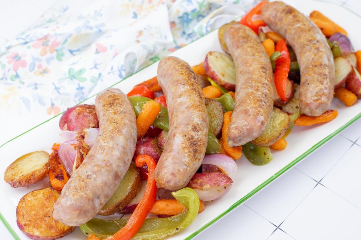 Sheet Pan Bratwurst Dinner - Dinner by Six